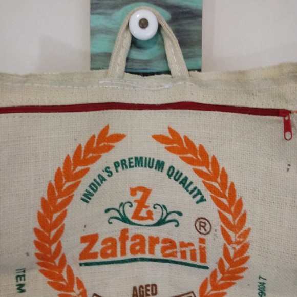 Bags | Upcycle Repurposed Zafarani Rice Bag Slim Tote | Poshmark
